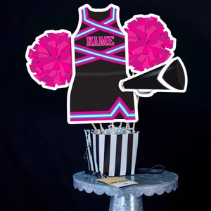 Cheerleading Centerpieces in Black Pink Printable Cheer Centerpieces ...