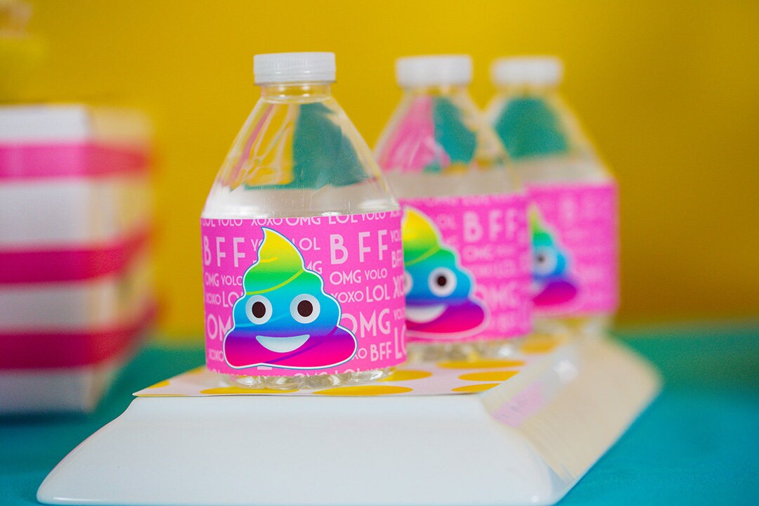 Emoji Party Pooper Drink Labels Printable Emoji Party Water - Etsy