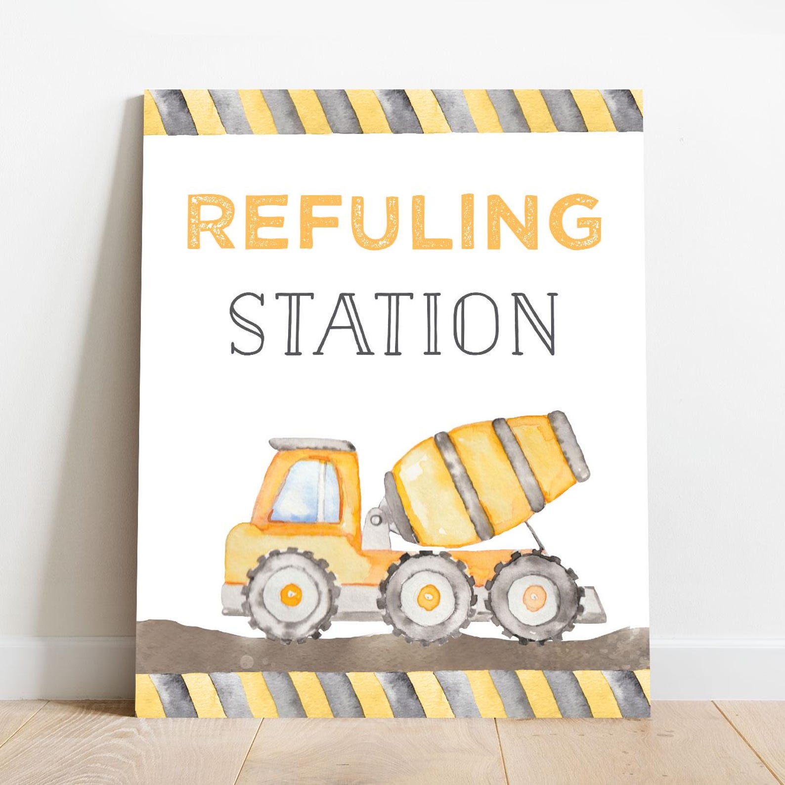 Construction Party Refueling Station Party Sign, Construction Birthday ...