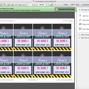 Science Party ID Badge Scientist Badge Science Lab Badge Laboratory ID ...