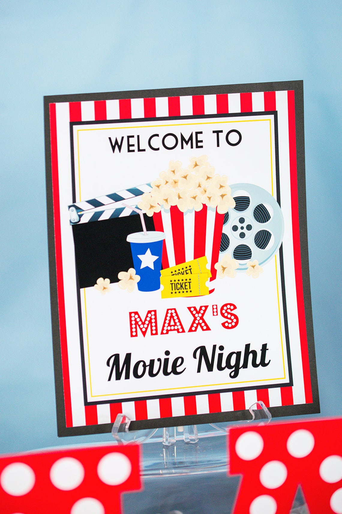 Movie Party Signs in Red, Instant Download Red Movie Party Signs in Red ...