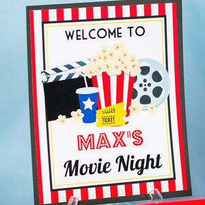 Movie Party Signs in Red, Instant Download Red Movie Party Signs in Red ...