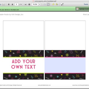 Science Party Food Labels in Pink Science Buffet Table Signs - Etsy