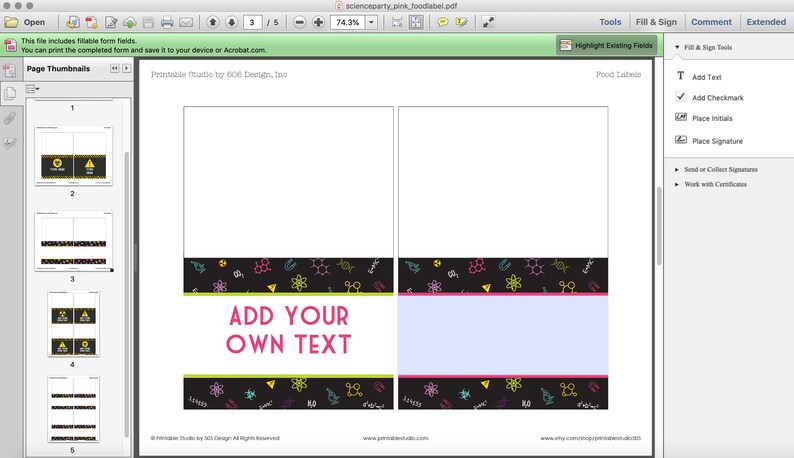 Science Party Food Labels in Pink Science Buffet Table Signs | Etsy