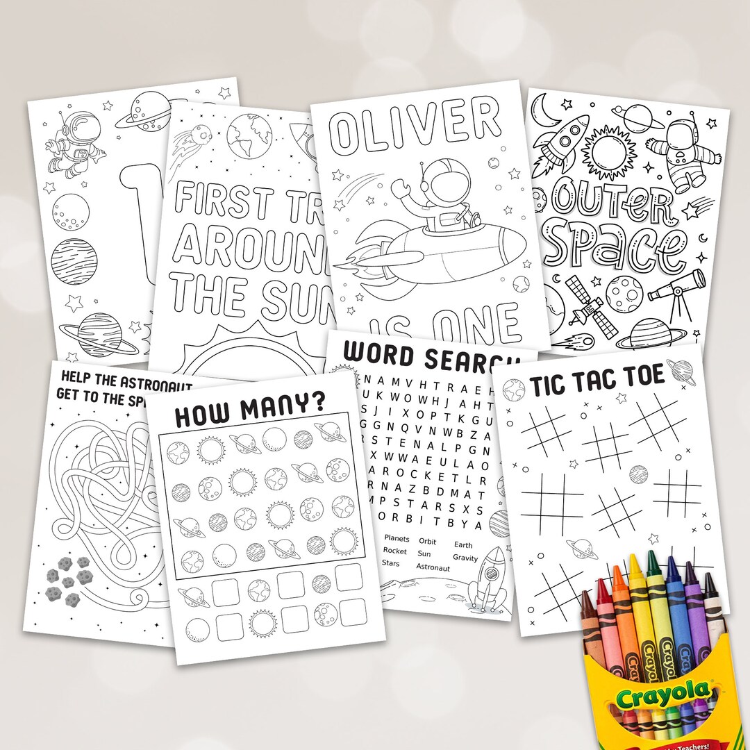 Editable Space Birthday Party Coloring Pages Outer Space Activity Pages ...