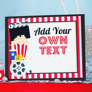 Movie Party Signs in Red, Instant Download Red Movie Party Signs in Red ...