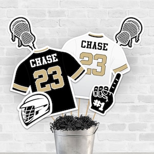 Lacrosse Centerpieces in Black Gold White - Printable Lacrosse Party ...