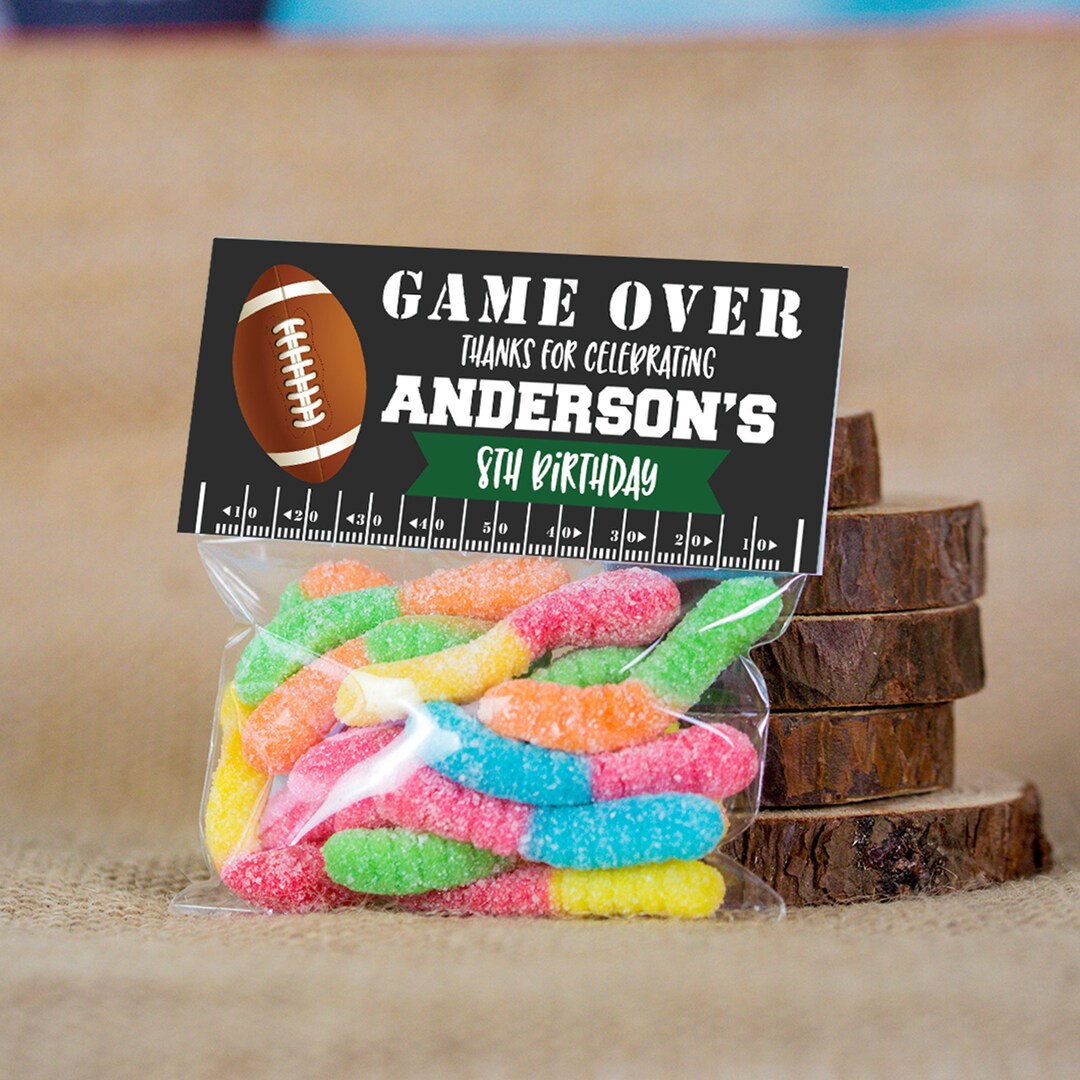 Football Favor Bag Topper in Green - Printable Football Birthday Party ...