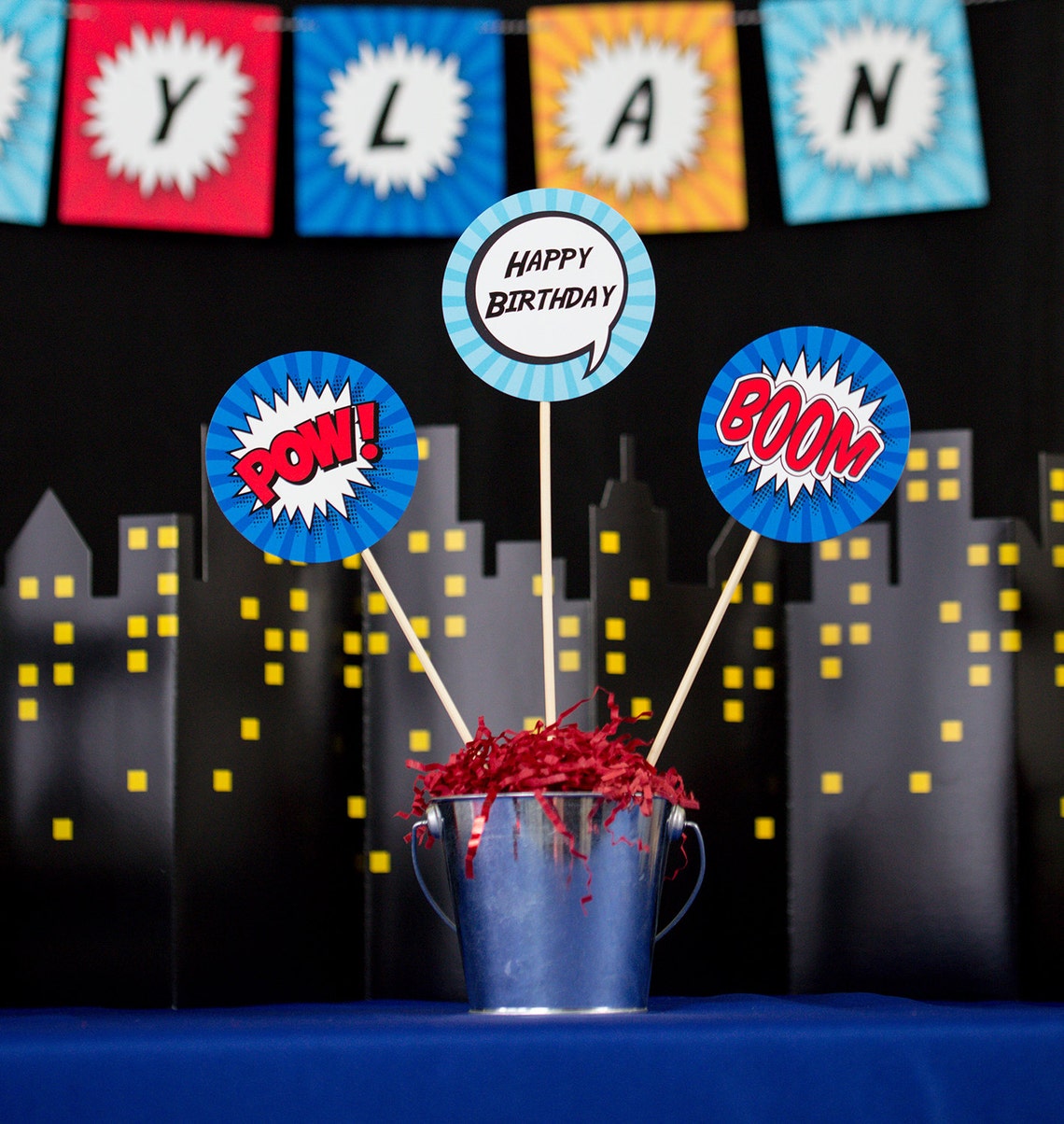 Superhero Party Centerpieces Superhero Centerpieces - Etsy