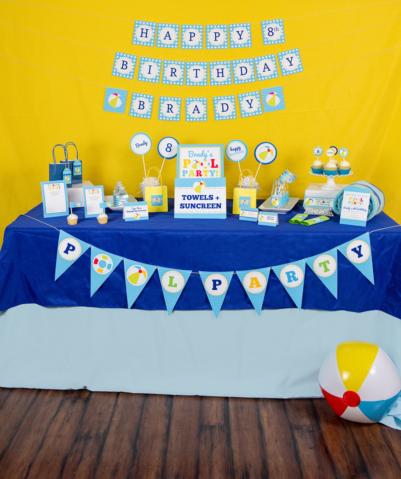 Pool Party Decorations With Blue Green and Red INSTANT - Etsy