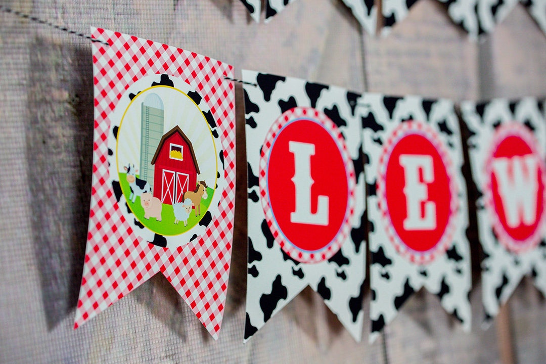 Farm Birthday Banner Printable Farm Birthday Party Banner Barnyard ...