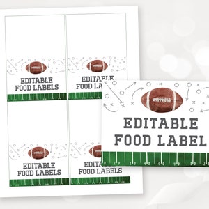 Football Food Labels, Printable Football Food Tent, Football Party Food ...