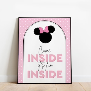 Editable Minnie Party Signs in Light Pink Modern Minnie Mouse Party ...