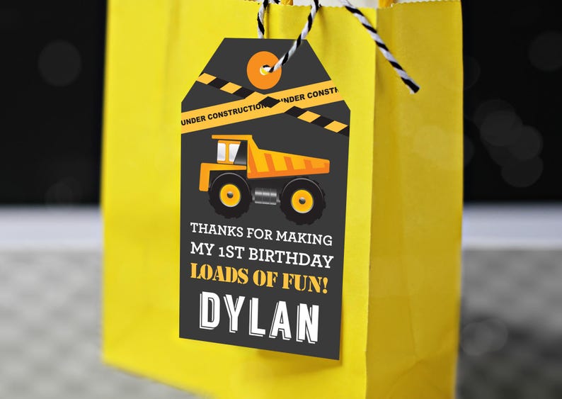 Construction Birthday Favor Tags- Chalkboard Construction Favor Tags ...