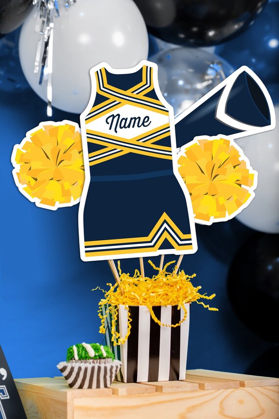 Cheerleading Centerpieces in Navy Yellow Printable Cheer Centerpieces ...