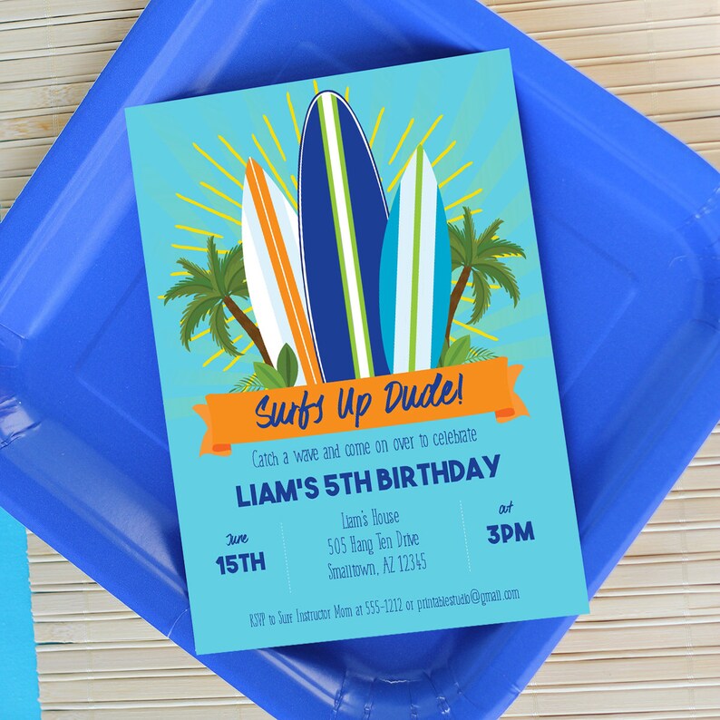 Surfing Invitation Surf's up Invitation Instant - Etsy
