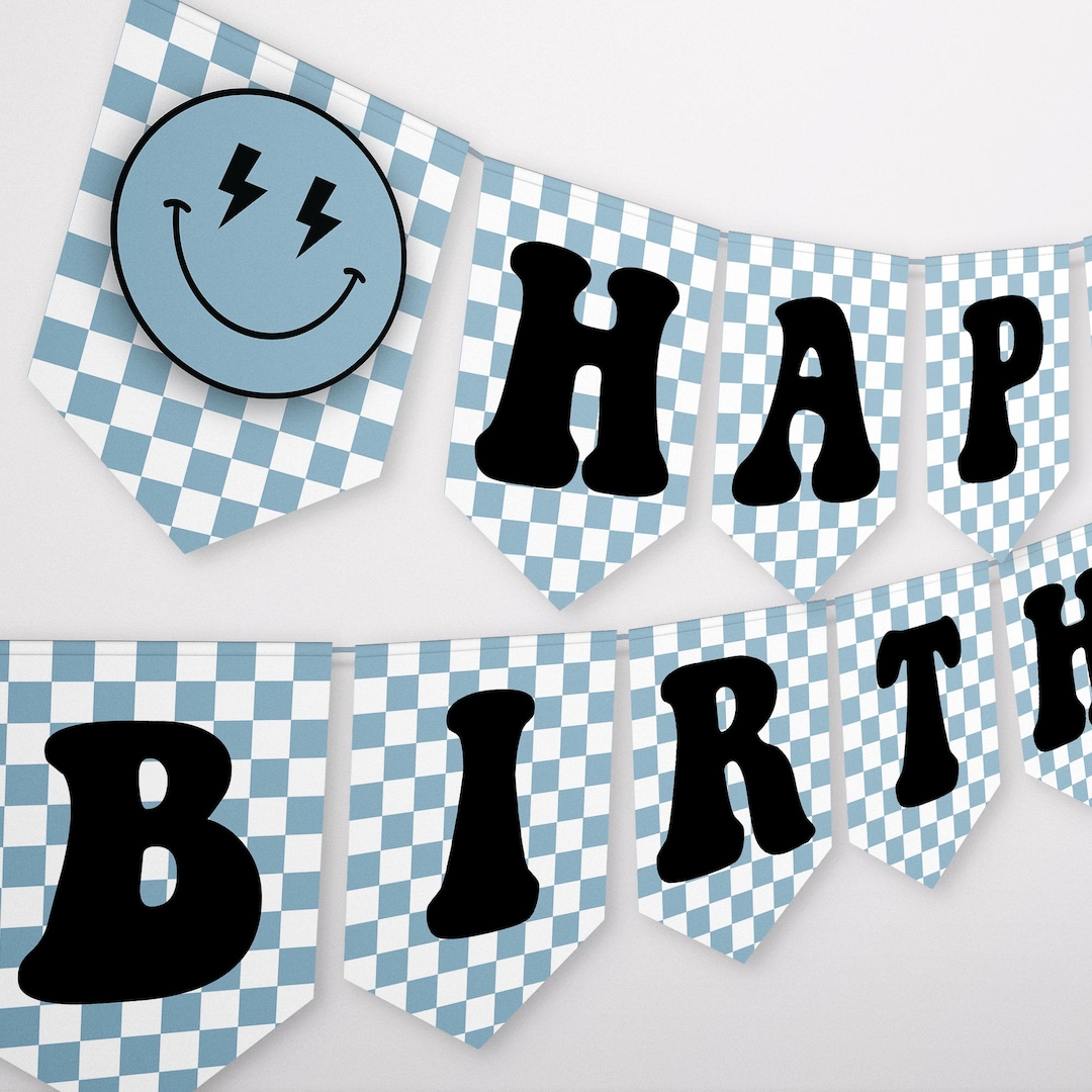 One Happy Dude Birthday Banner in Blue, Printable One Happy Dude ...