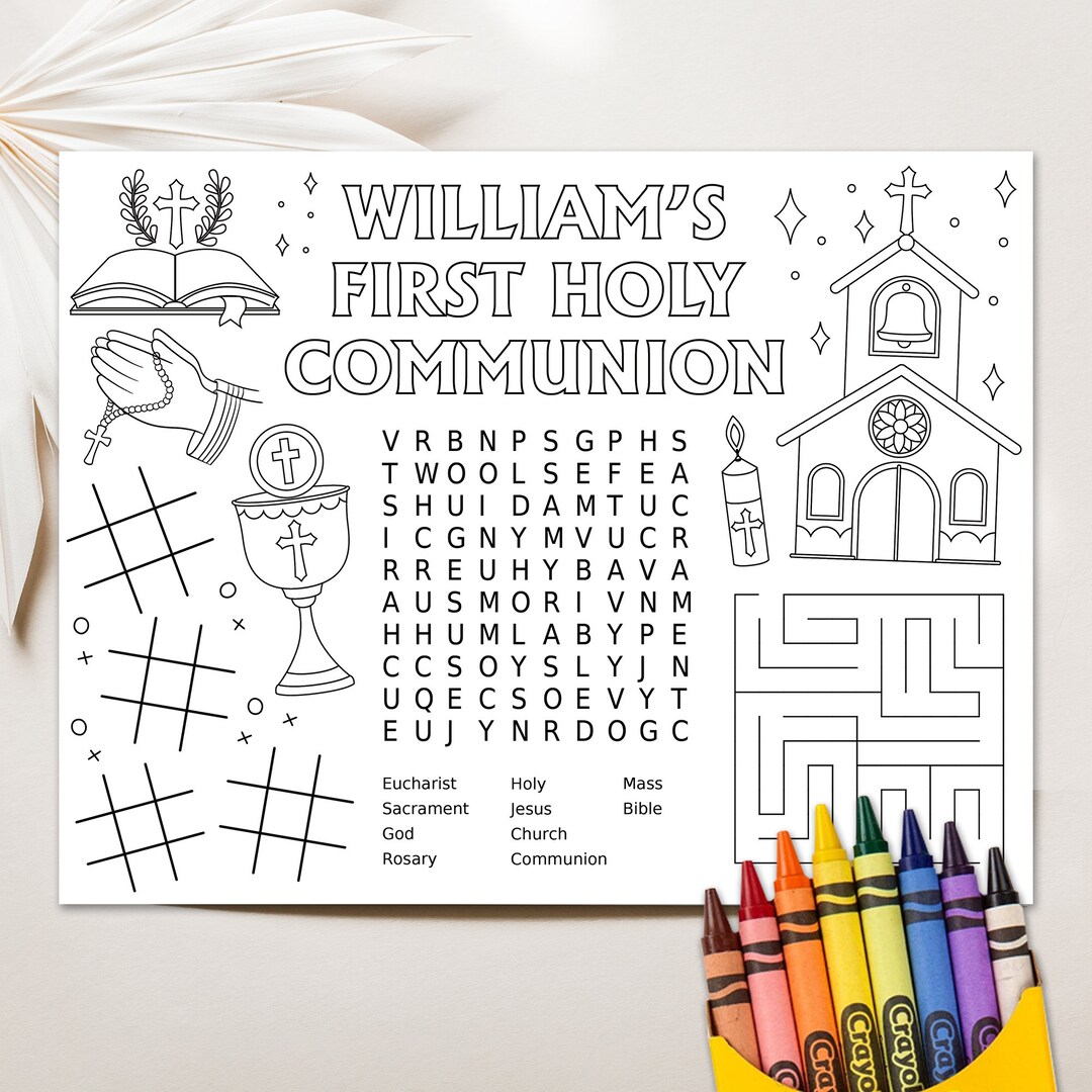 Communion Coloring Page, First Communion Placemat, Communion Activity ...