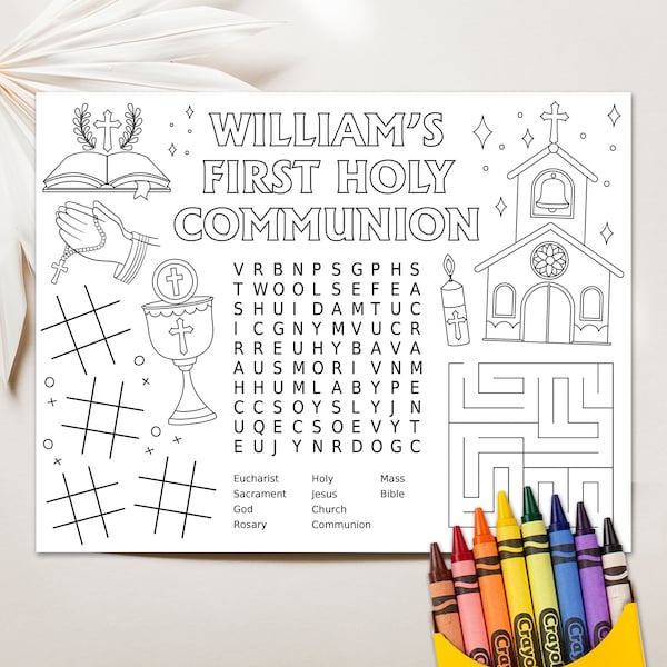 First Communion Coloring Activities - Etsy