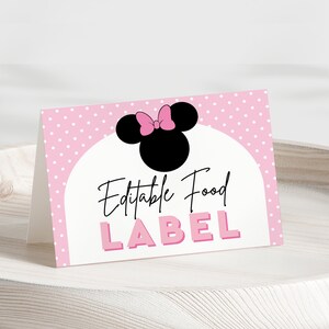 Editable Minnie Food Labels, Modern Minnie Mouse Party Labels, Modern ...