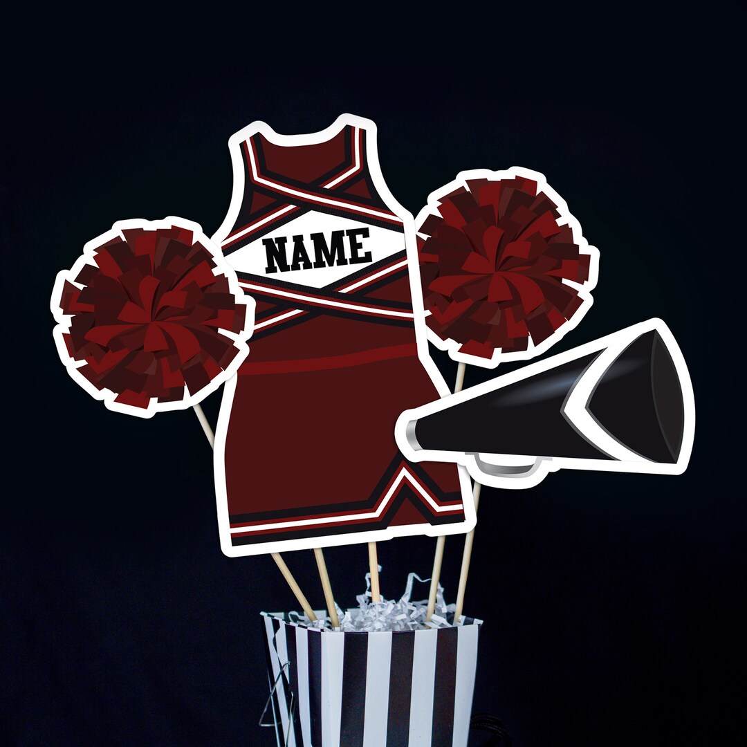 Cheerleading Centerpieces in Maroon - Printable Cheer Centerpieces ...