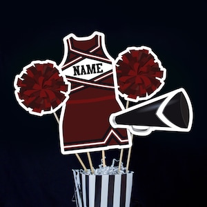 Cheerleading Centerpieces in Maroon - Printable Cheer Centerpieces ...