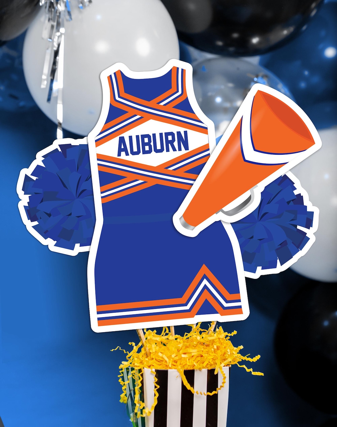 Cheerleading Centerpieces in Blue Orange Printable Cheer Centerpieces ...