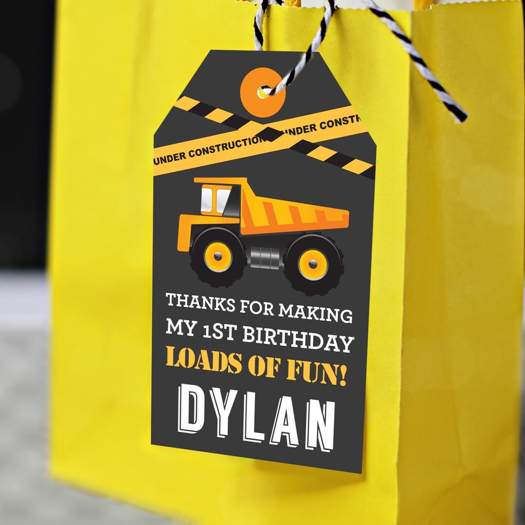 Construction Birthday Favor Tags- Chalkboard Construction Favor Tags ...