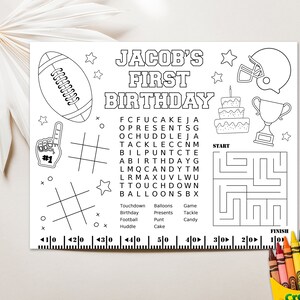 Football Party Coloring Page Football Placemat Football Activity Page ...