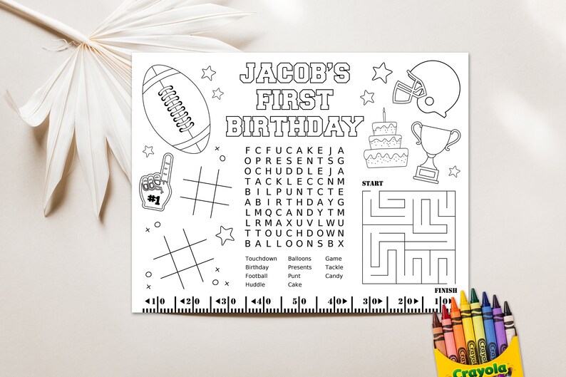 Football Party Coloring Page Football Placemat Football Activity Page ...