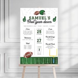 Football Milestone Poster, Football Birthday Stats Board, Babies First ...
