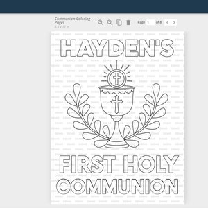 Communion Coloring Pages, Editable First Communion Coloring Pages ...