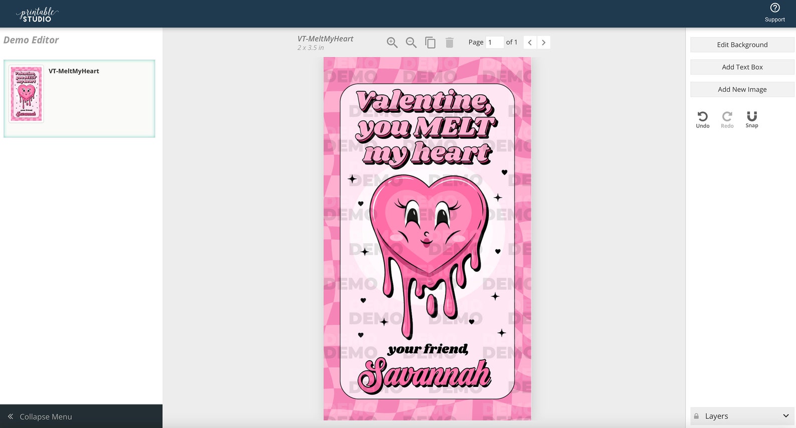 Printable Valentine Melt My Heart, Valentine's Card Melting Heart ...