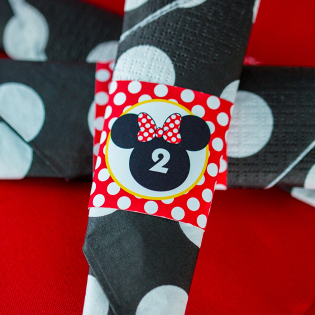 Minnie Mouse Napkin Ring - Printable Minnie Silverware Wrapper - Minnie ...