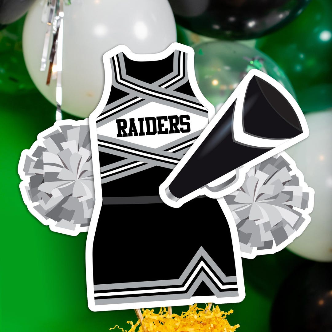 Editable Cheerleading Centerpieces in Black Silver Cheer Centerpieces ...
