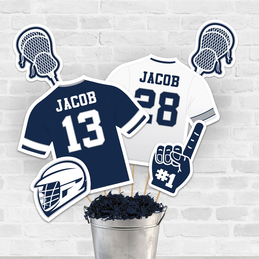 Lacrosse Centerpieces in Navy Silver White Printable Lacrosse Party ...