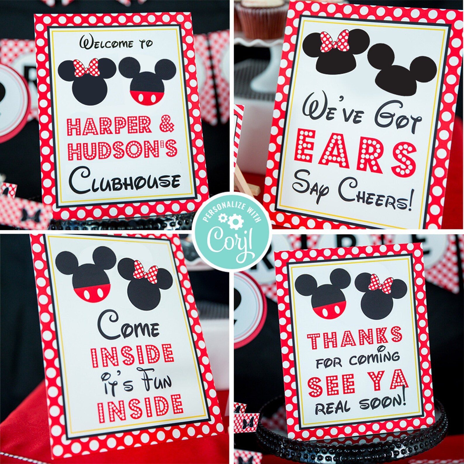 Mickey and Minnie Mouse Party Signs - Instant Download Mickey Minnie ...