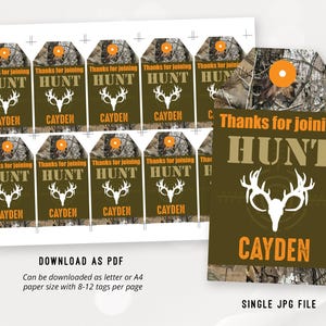 Hunting Party Favor Tags, Printable Hunting Favor Tags, Camo Print ...