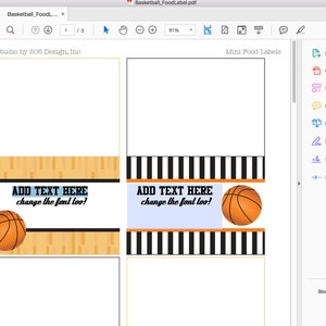 Basketball Party Food Labels INSTANT DOWNLOAD Basketball Birthday Party ...