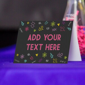 Science Party Food Labels in Pink - Science Buffet Table Signs ...