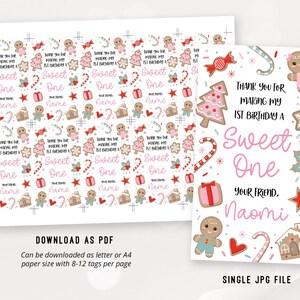 Editable Christmas Cookie Birthday Party Favor Tags in Pink Gingerbread ...