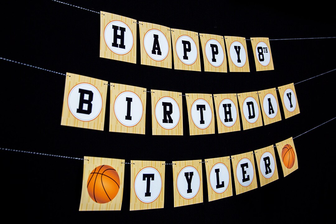 Basketball Birthday Banner Instant Download Basketball Happy Birthday ...