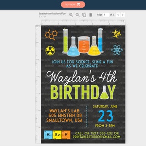 Science Party Invitation Printable Mad Science Birthday Party ...