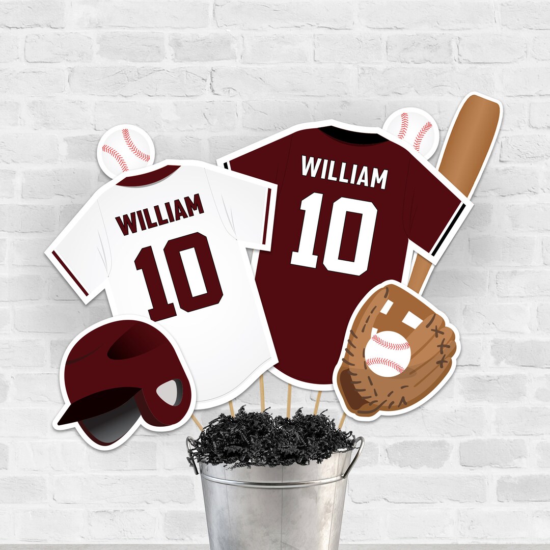 Baseball Centerpieces in Maroon Printable Baseball Table Decorations ...