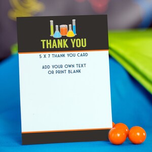 Science Party Thank You Card in Blue Printable Science Thank - Etsy