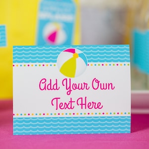 Pool Party Candy Table Labels INSTANT DOWNLOAD - Pink Pool Party ...