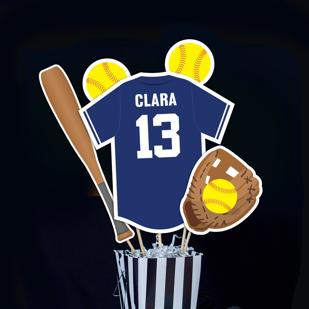 Softball Centerpieces in Navy Blue Printable Softball Table Decorations ...
