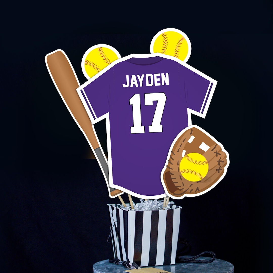 Purple Softball Centerpieces, Printable Softball Table Decorations ...