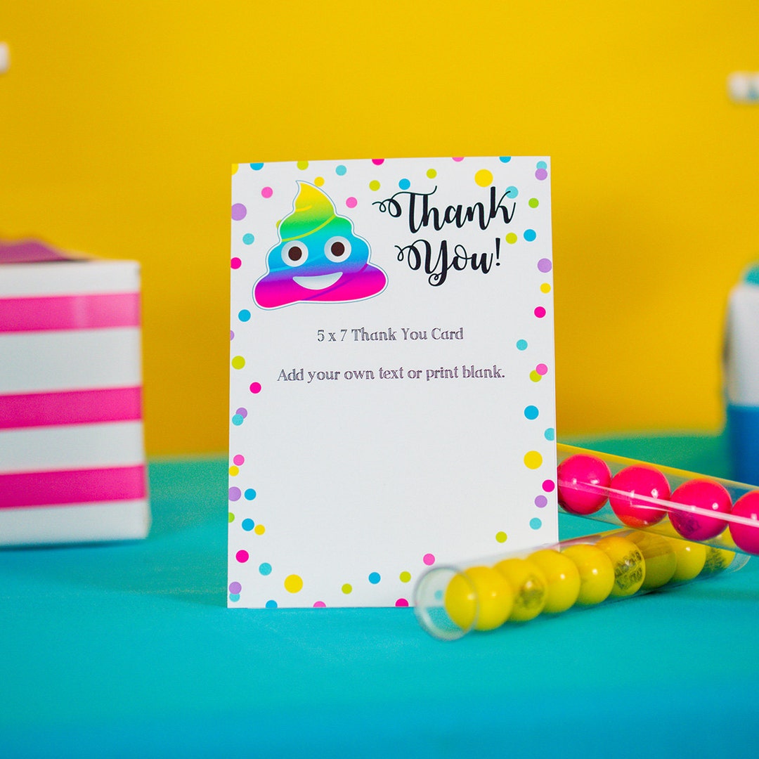 Emoji Party Pooper Thank You Card - Emoji Party Thank You Card ...