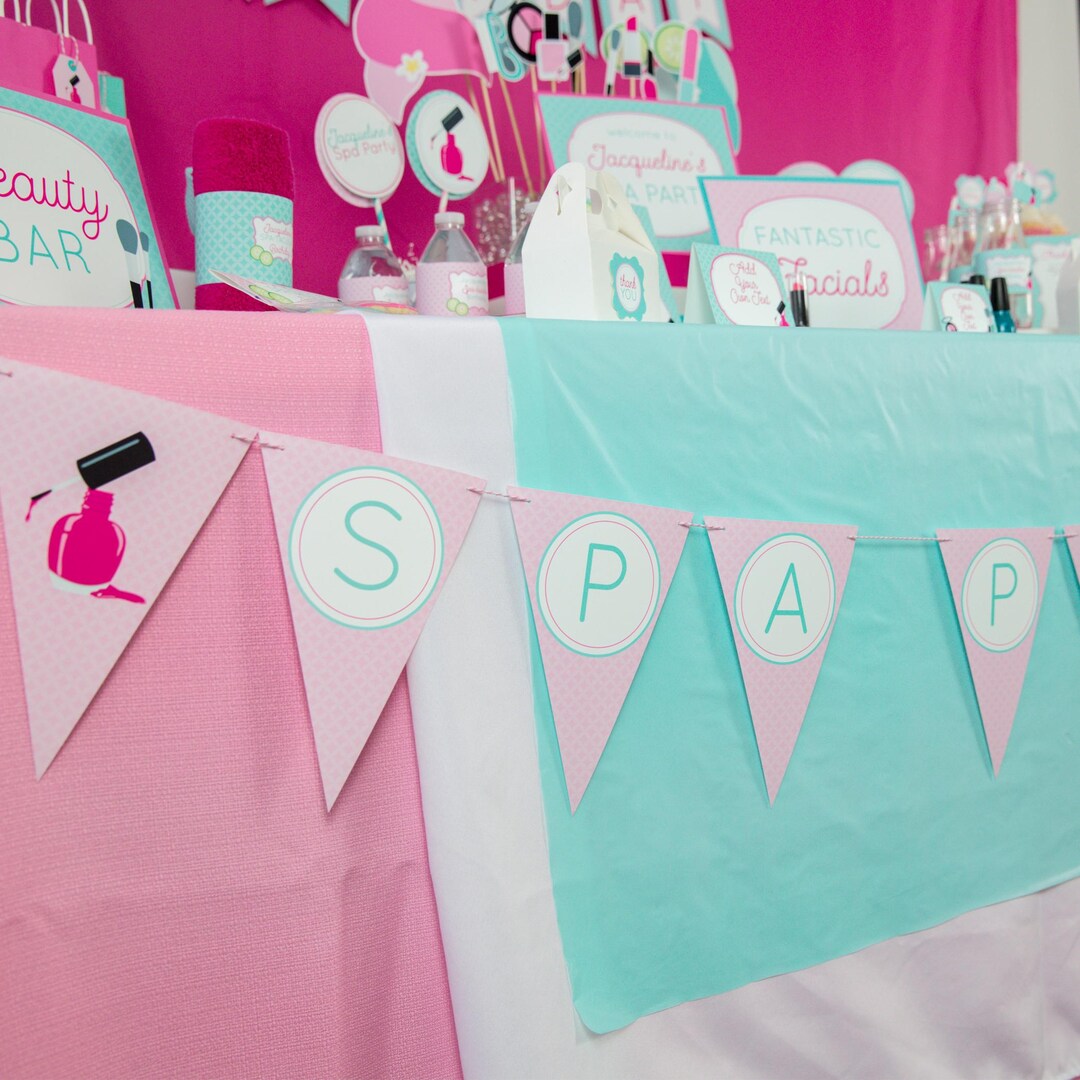 Spa Party Banner, Instant Download Triangle Spa Party Banner, Printable ...
